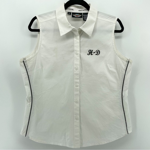 Harley-Davidson | Tops | Harley Davidson Womens Button Up Shirt White ...